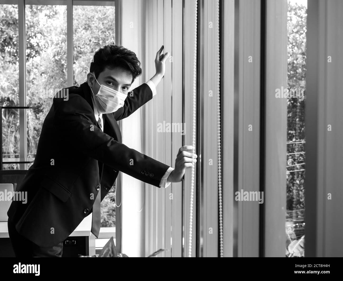 Business man thinking wearing medical Black and White Stock Photos ...