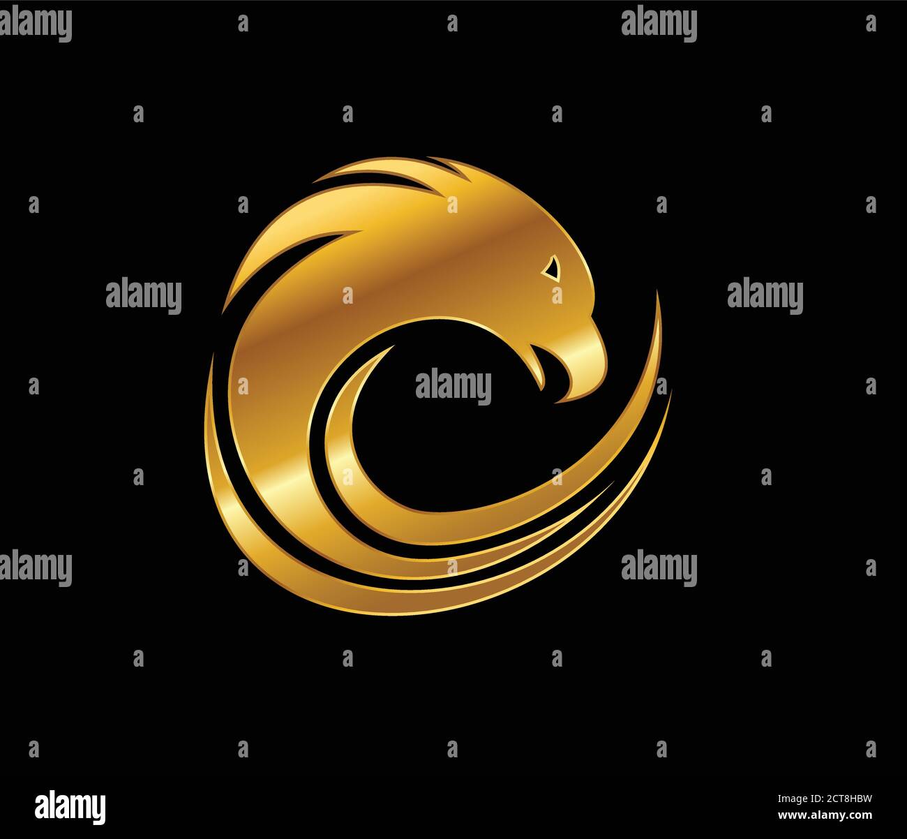 A vector illustration of Golden Eagle and circle wave logo sign Stock ...