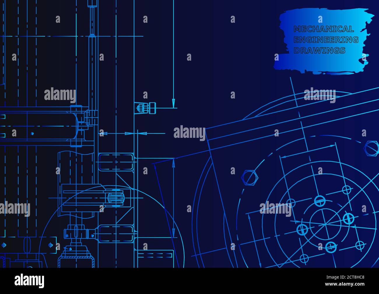 Mechanical instrument making. Technical abstract backgrounds. Blue neon ...