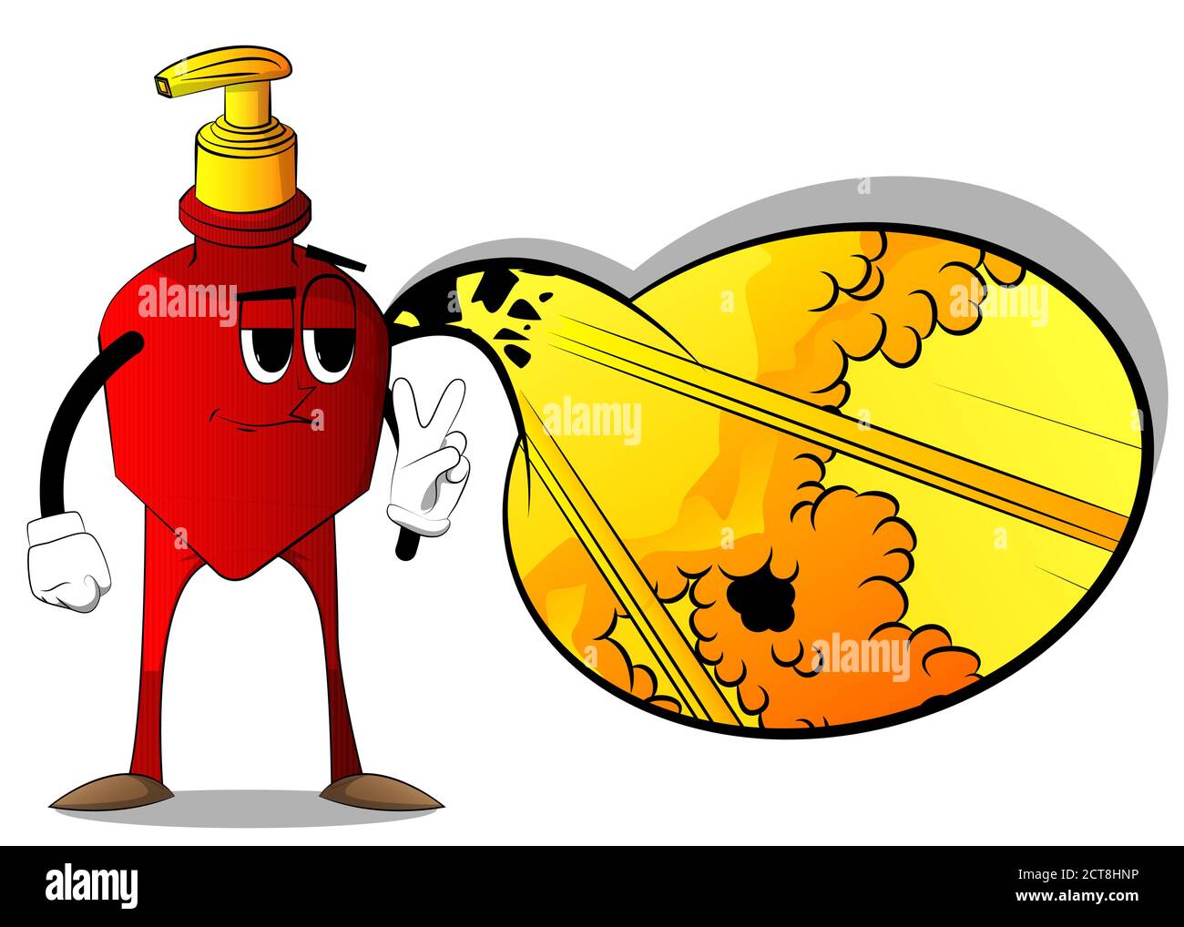 Cartoon bottle of hand sanitizer gel for hygiene with face showing the ...