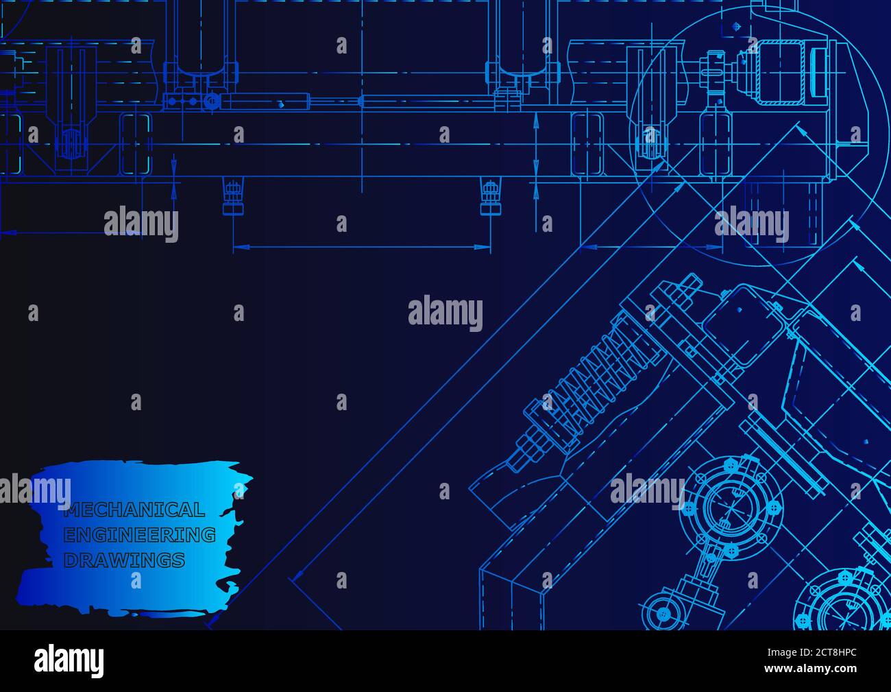 Technical abstract backgrounds. Vector engineering drawings. Blue neon ...