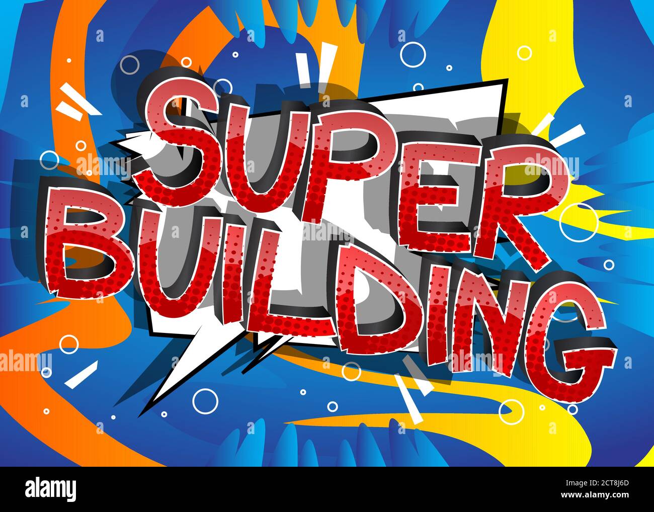 Super Building Comic book style cartoon words on abstract comics ...