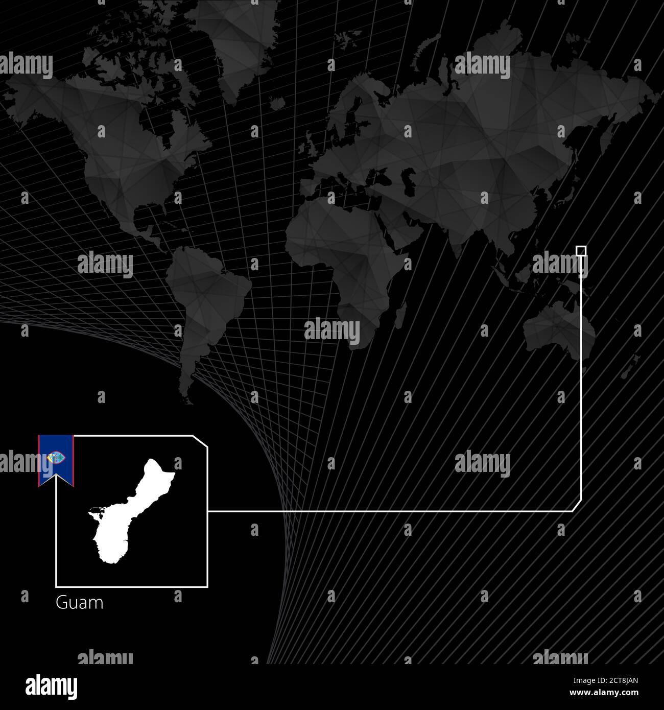 Guam on black World Map. Map and flag of Guam Stock Vector Image & Art ...