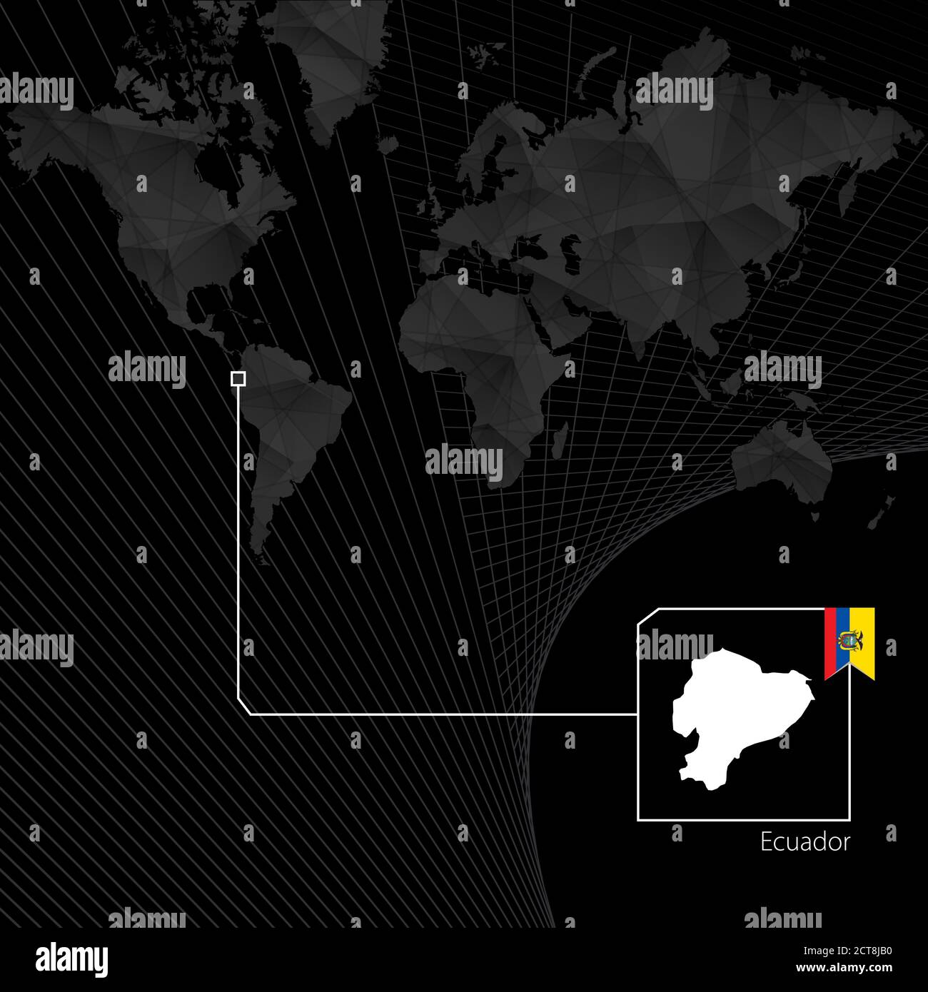 Ecuador on black World Map. Map and flag of Ecuador Stock Vector Image ...