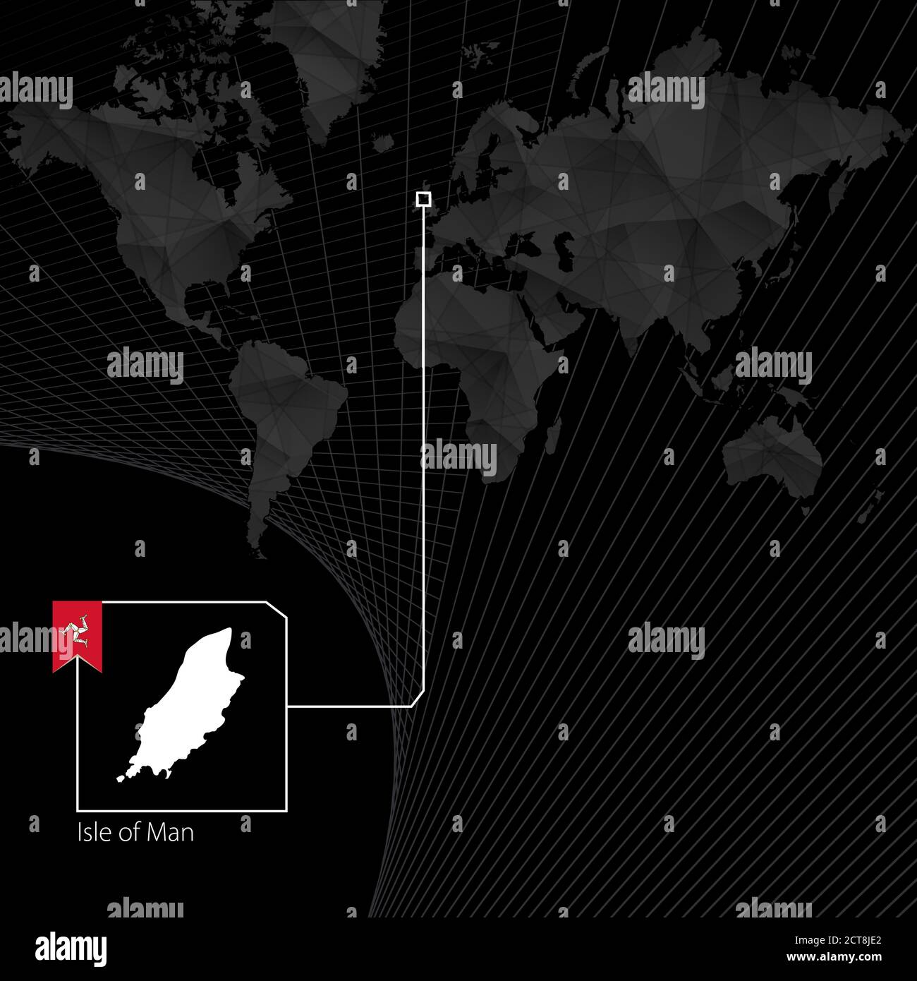 Isle of Man on black World Map. Map and flag of Isle of Man Stock ...