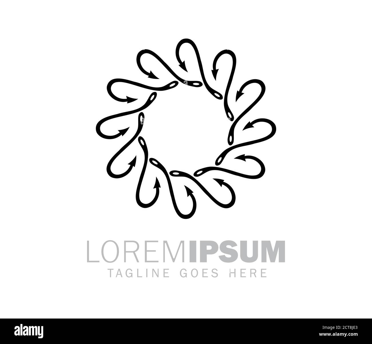 a vector illustration of fish hook circle logo sign Stock Vector Image ...