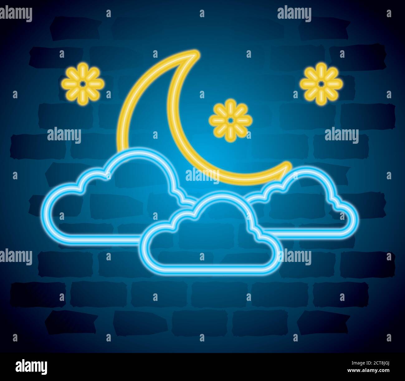 Bright neon moon Stock Vector Images - Alamy
