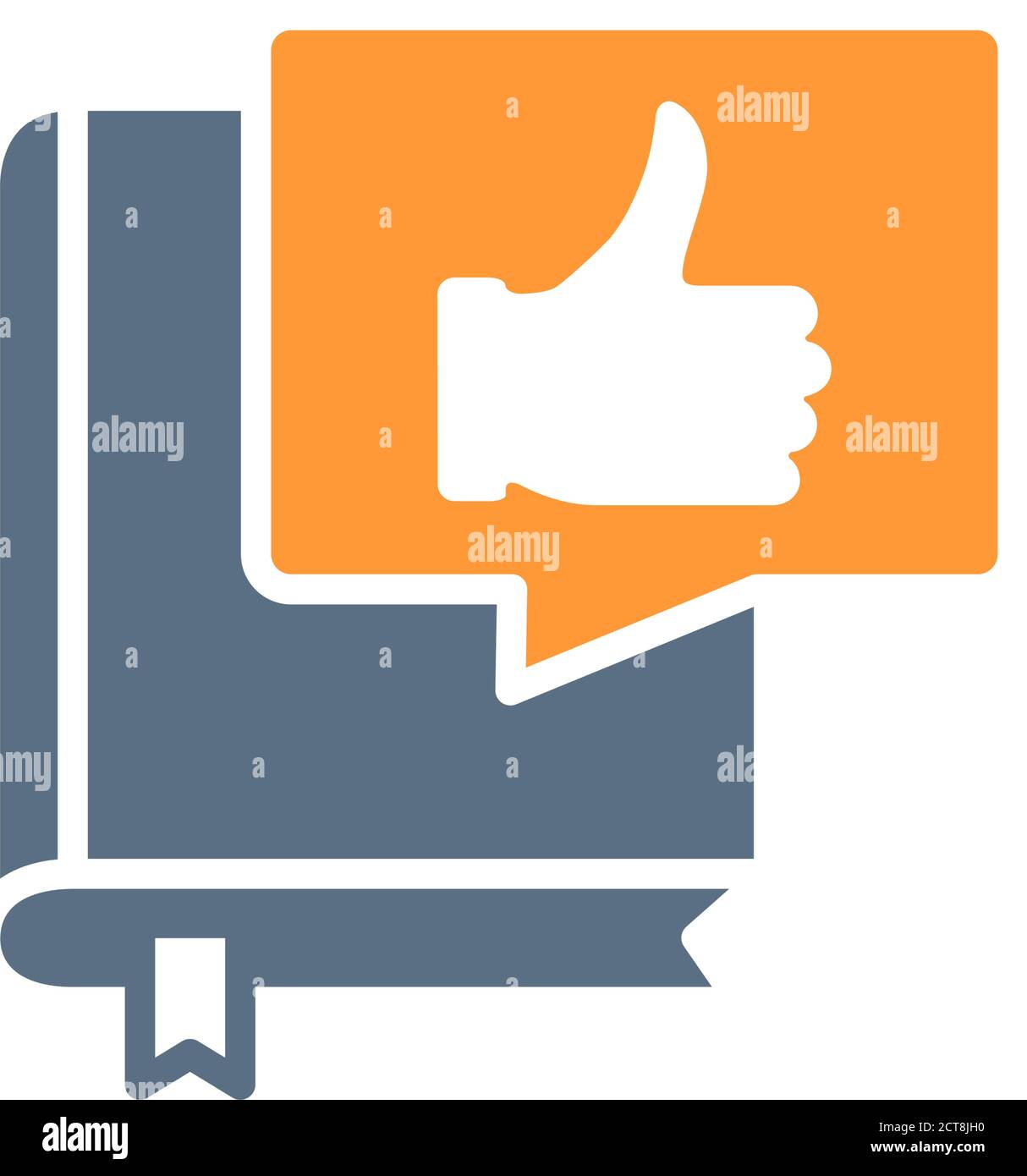 Book with thumb up in speech bubble colored icon. Best book, customer ...
