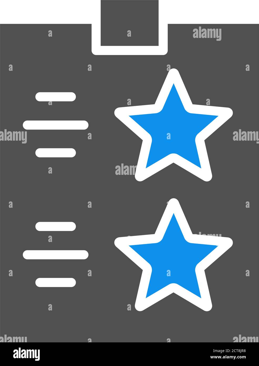 Check list with stars colored icon. Tablet with paper to the rating ...