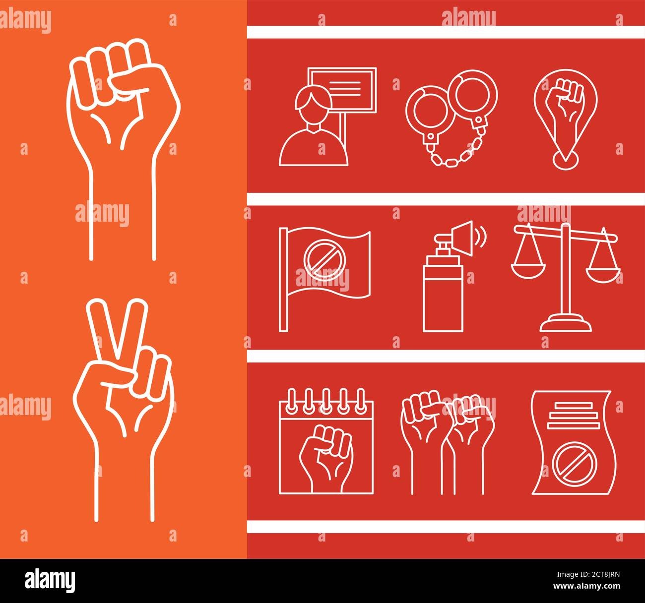 human rights line style set of icons vector design Stock Vector Image ...
