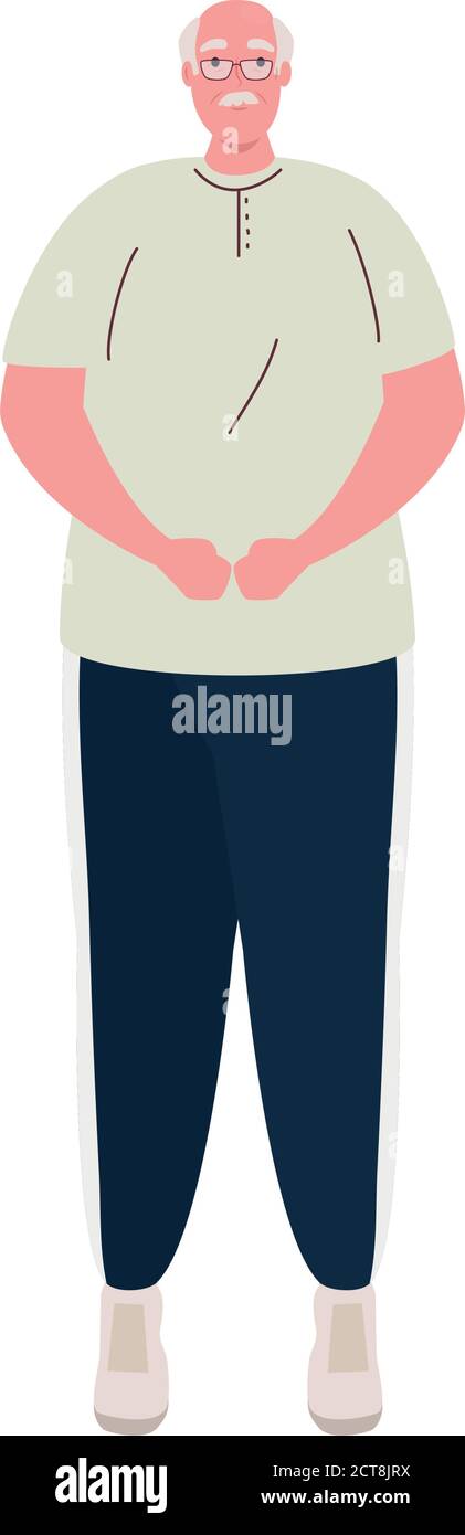 cute old man standing, in white background vector illustration design ...