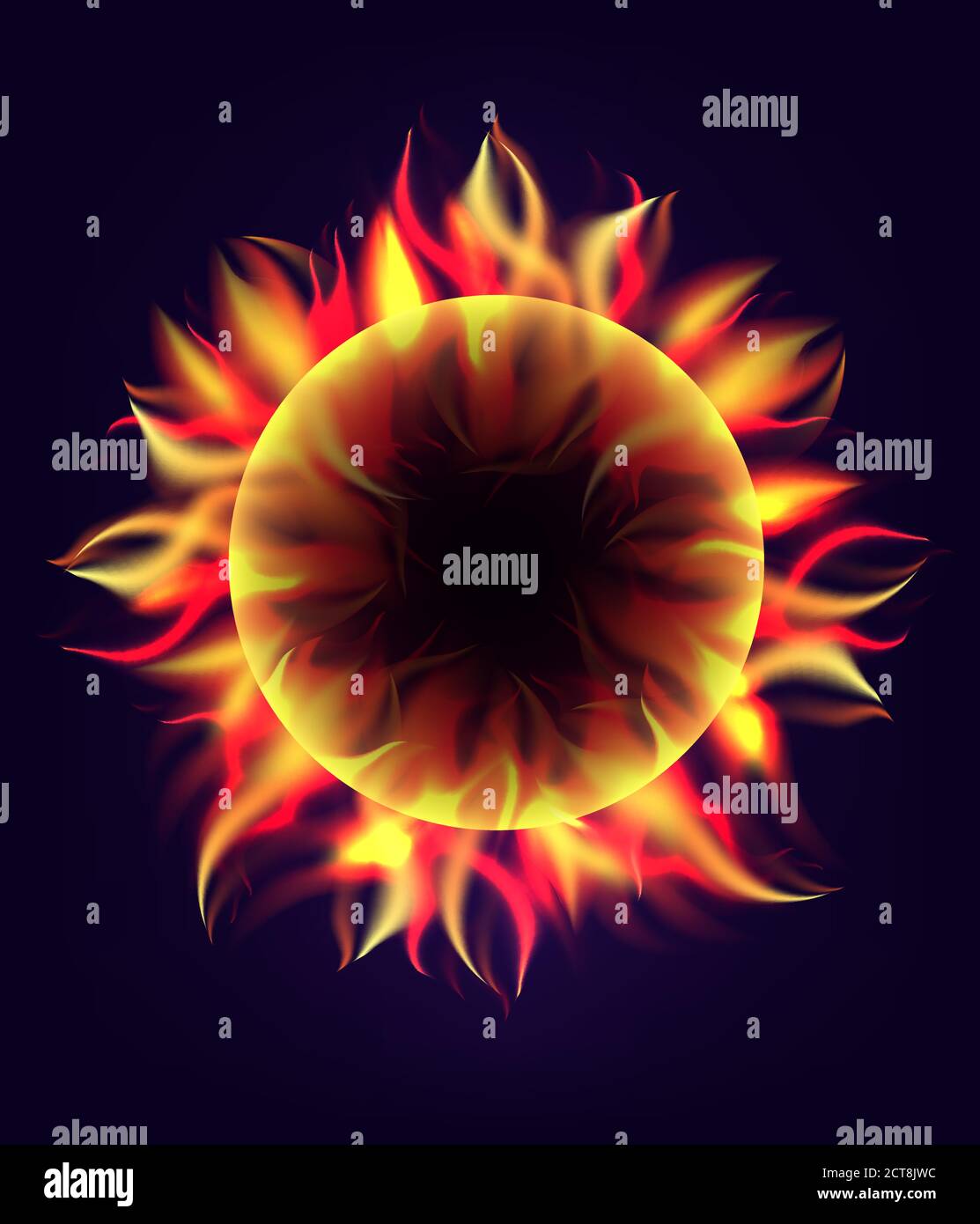 Vector illustration of a black hole with fire. Sun Illustration Stock ...