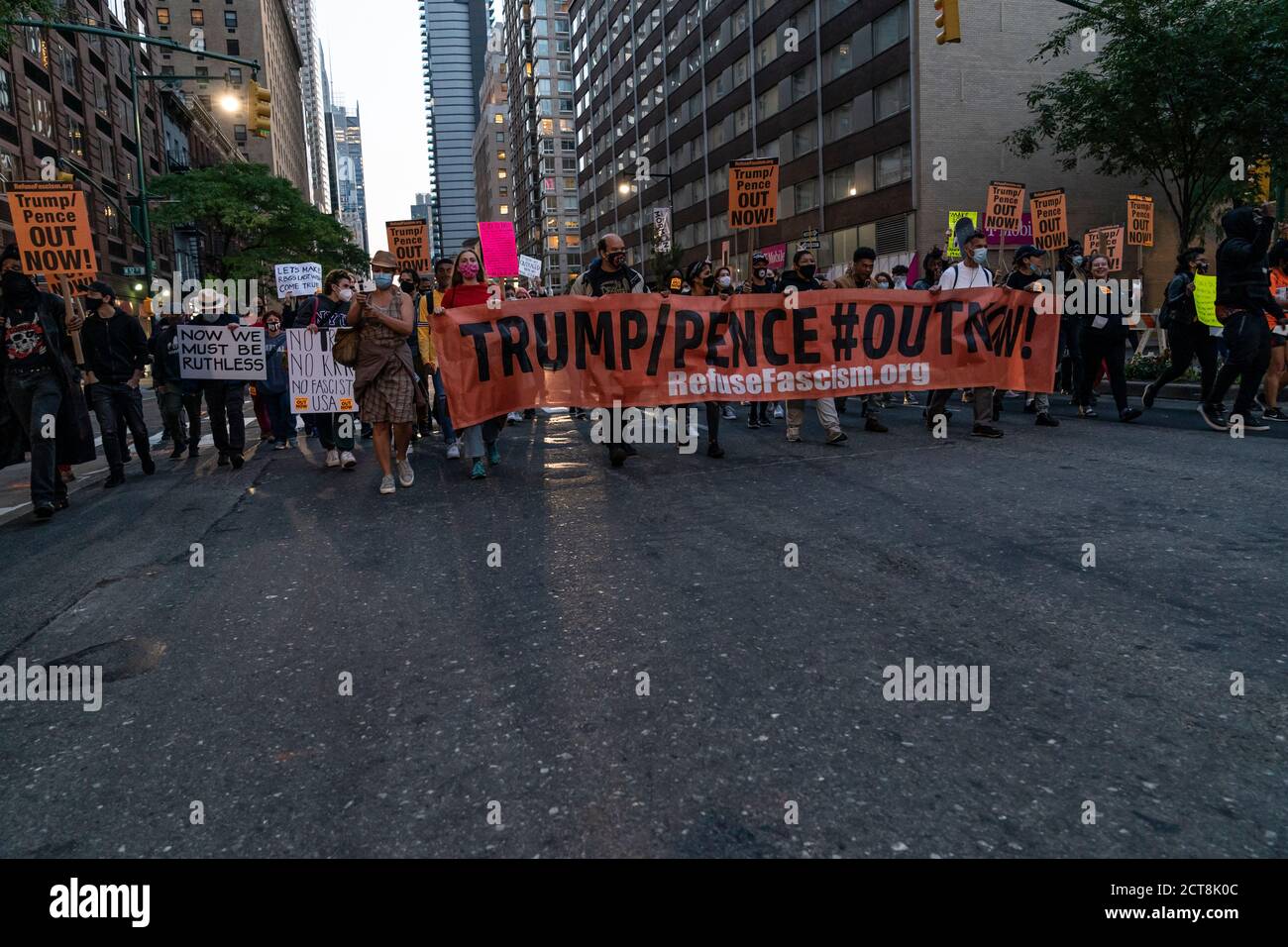 New York, NY - September 21, 2020: Less than hundred people participate ...
