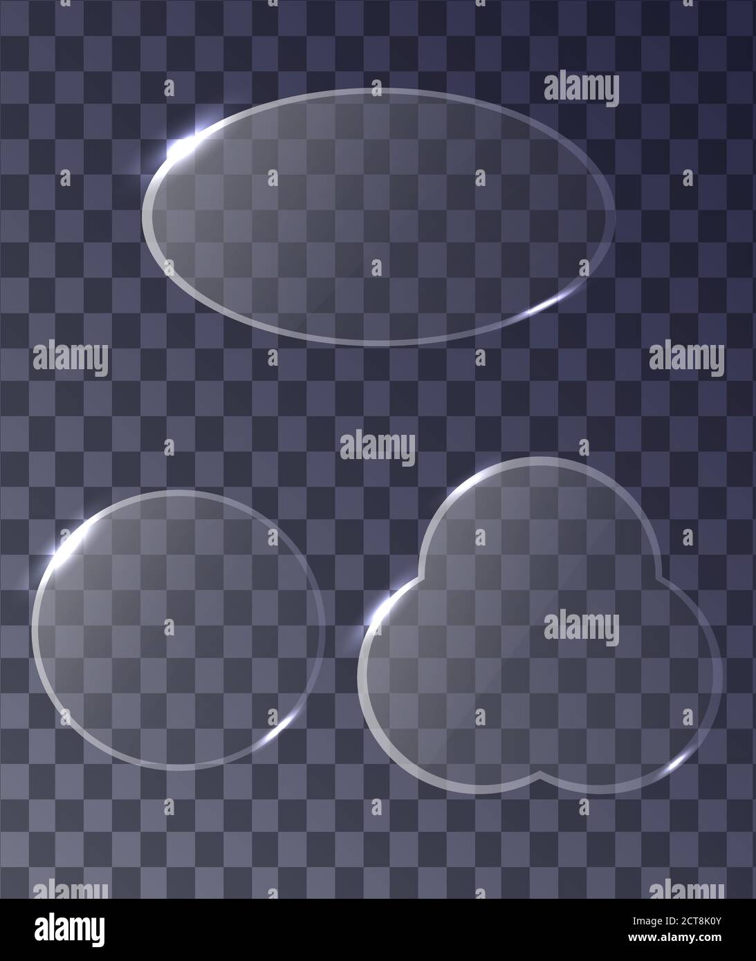 Set of transparent glass circular banners with glare. Vector element ...