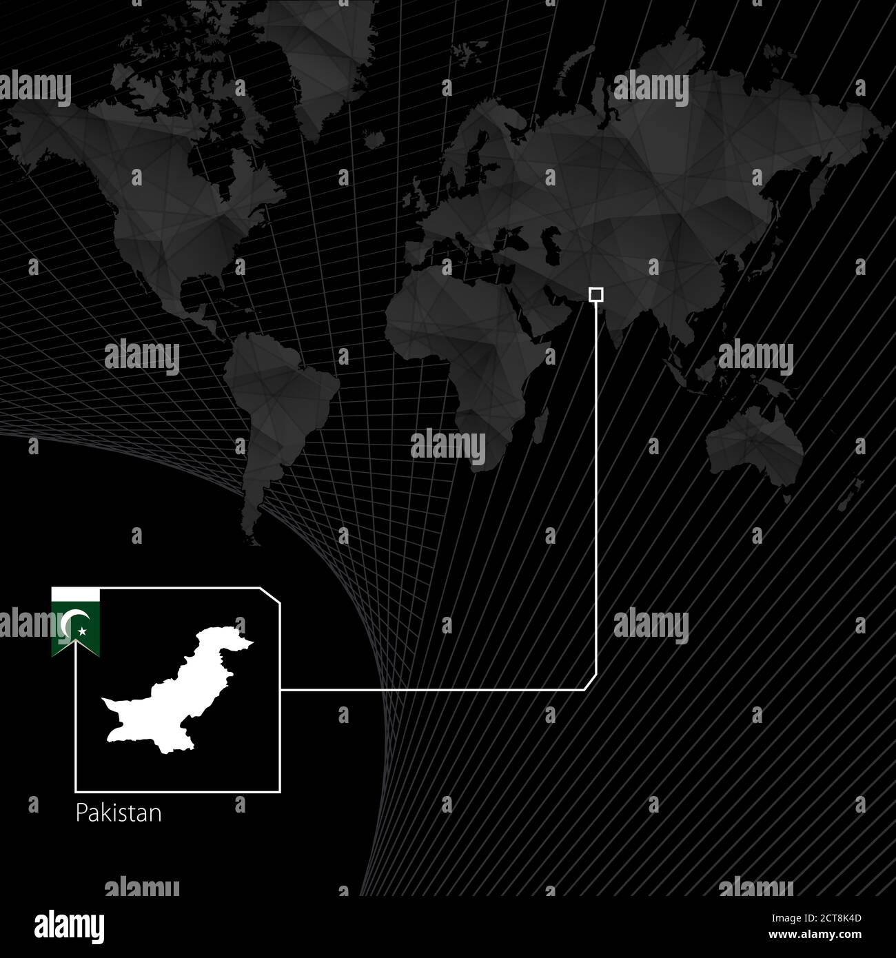 Pakistan on black World Map. Map and flag of Pakistan Stock Vector ...