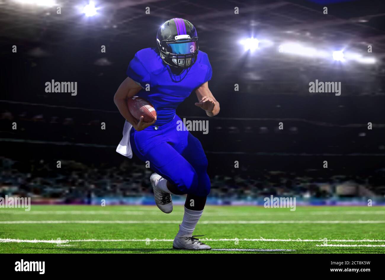 American football quarterback running on field Stock Photo - Alamy