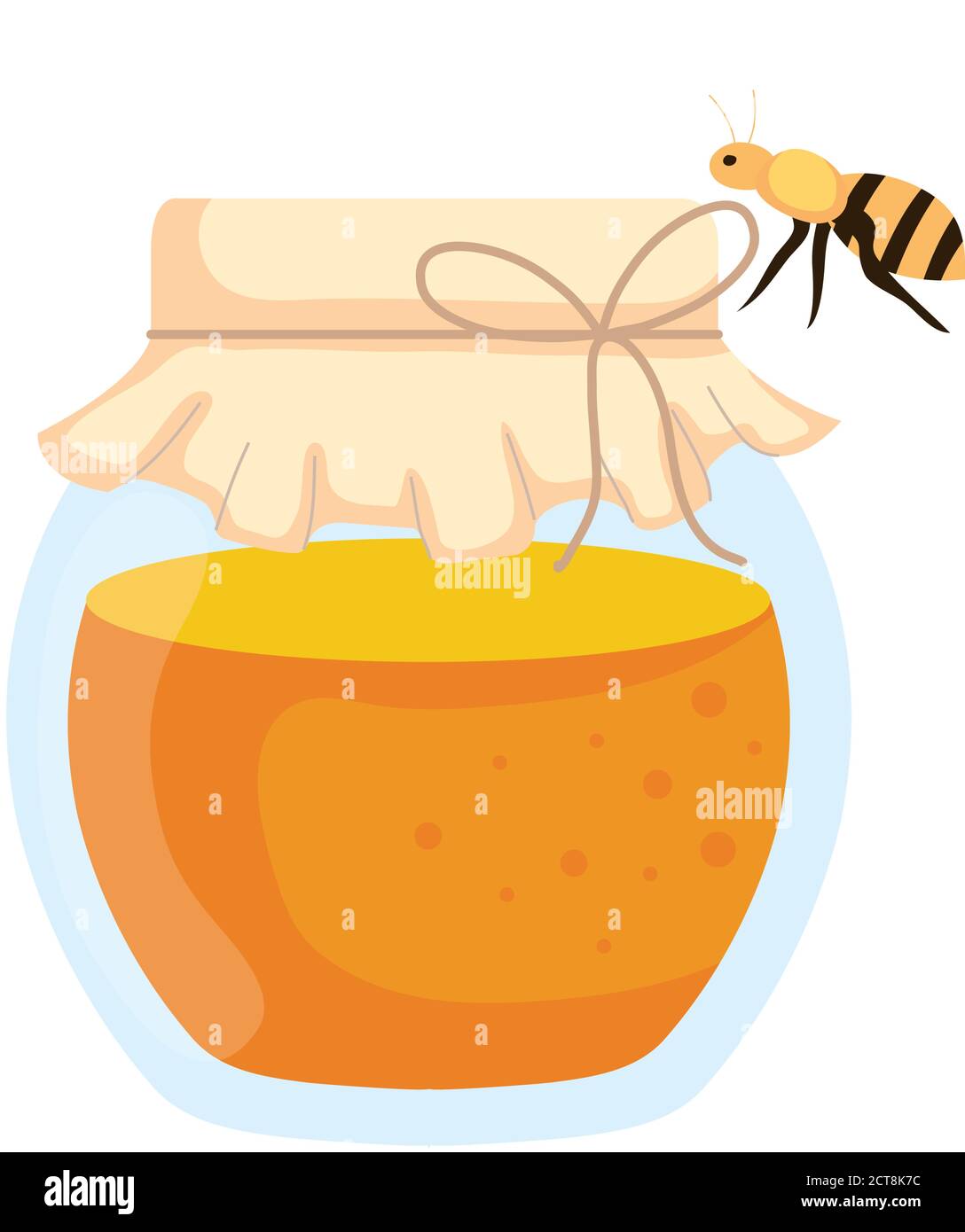 honey jar with bee flying, in white background vector illustration ...