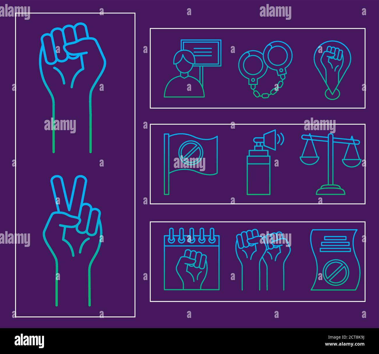 human rights degraded style set of icons vector design Stock Vector ...