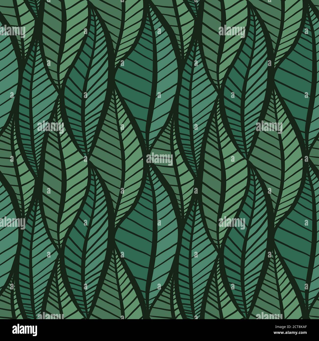 Seamless green texture with stylized leaves. Vector pattern for ...
