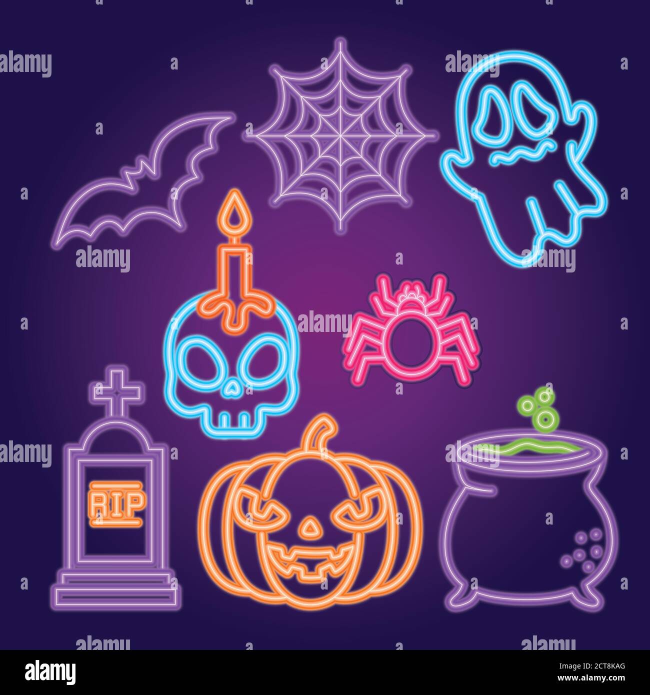 Neon halloween spider Stock Vector Images - Alamy