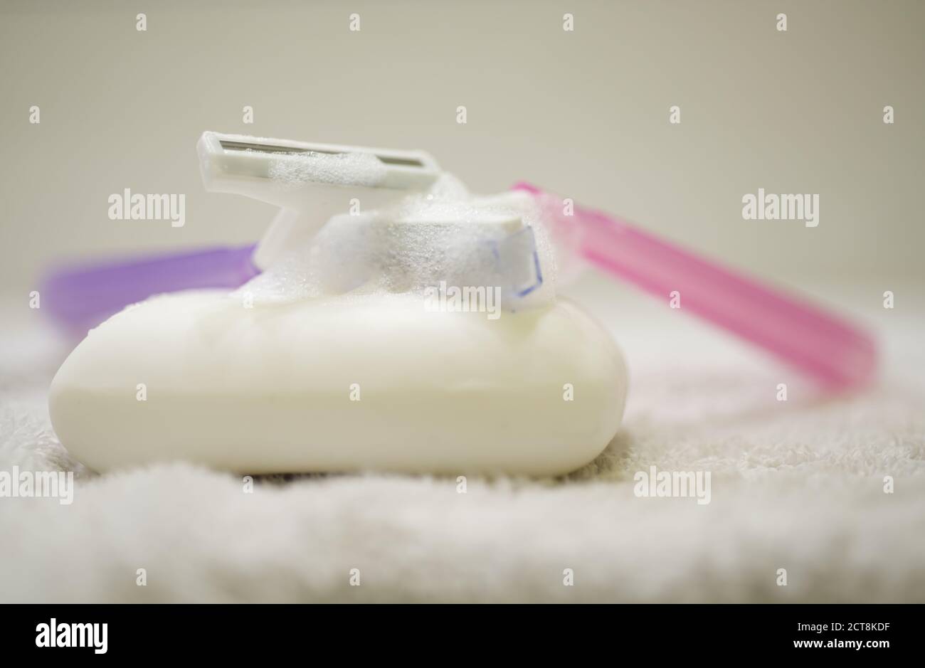 Soap and Razor in Bathroom Stock Photo - Alamy