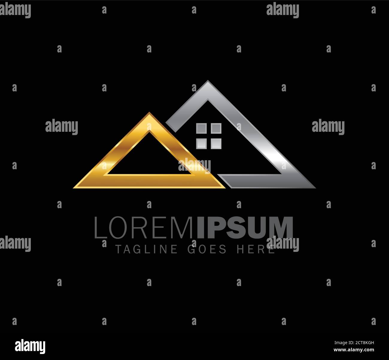 A vector illustration logo of home symbol with simple triangle with ...