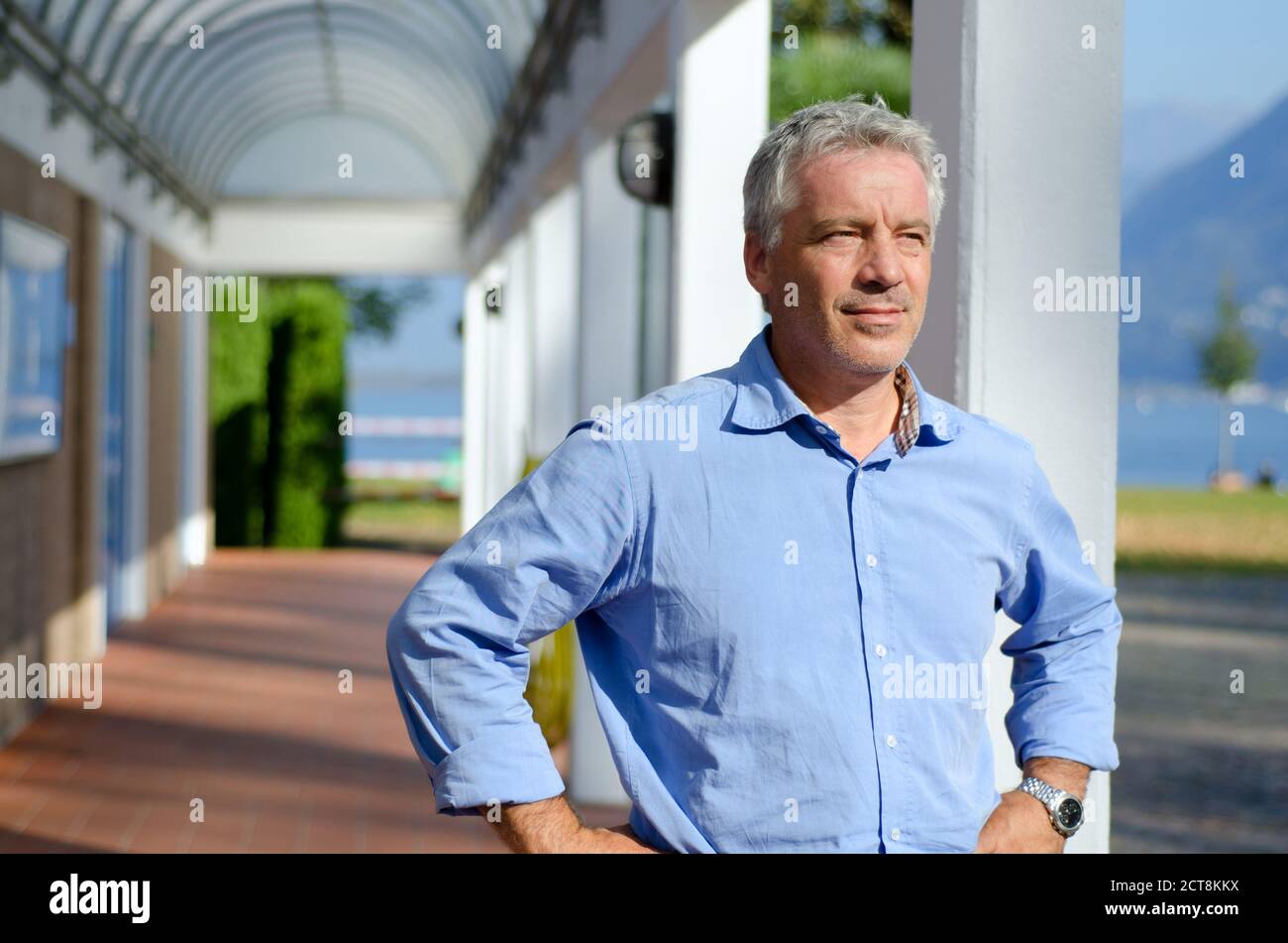 Happy Man with Grey Hair Stock Photo - Alamy