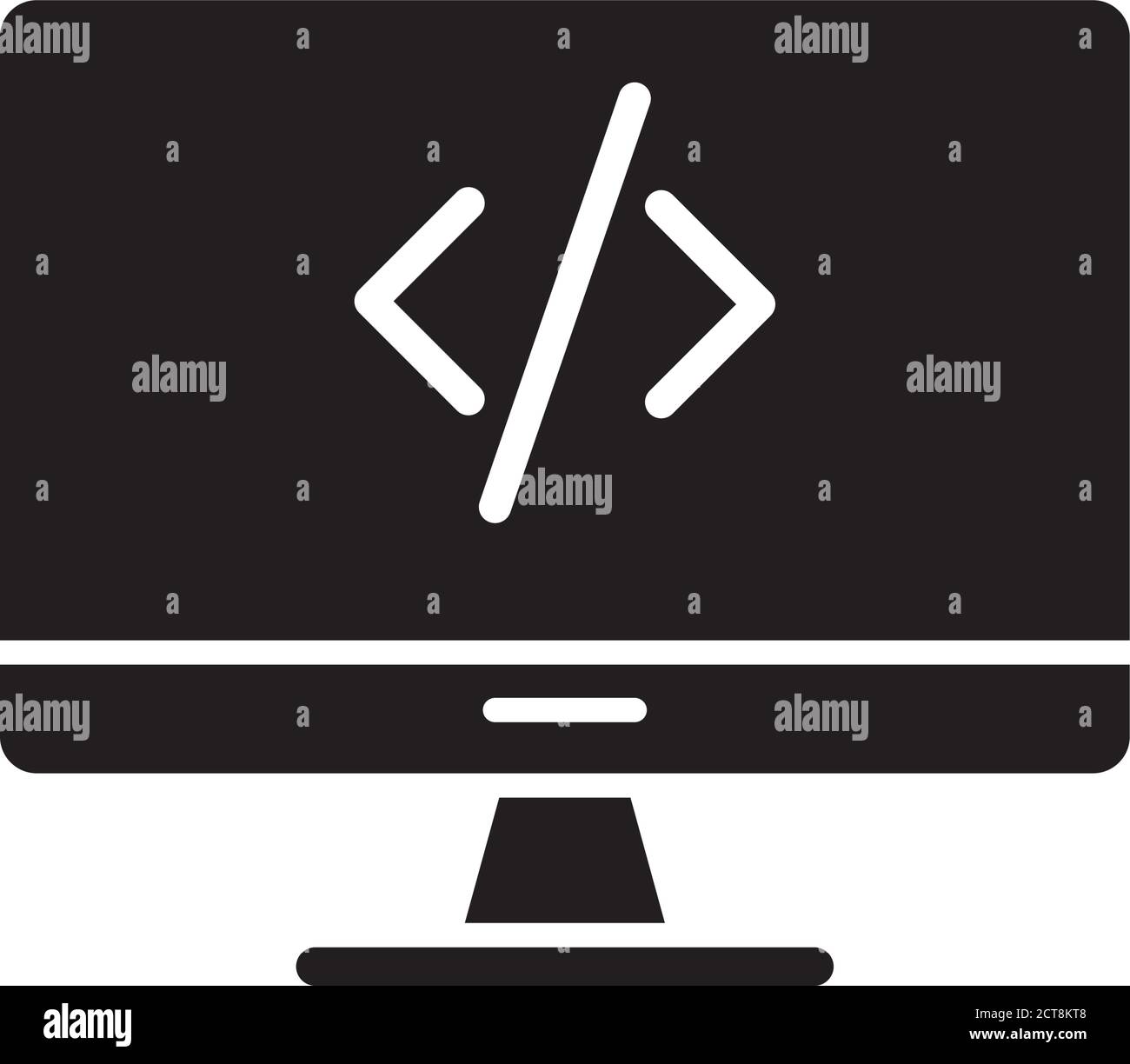 desktop computer monitor with code silhouette style icon vector ...