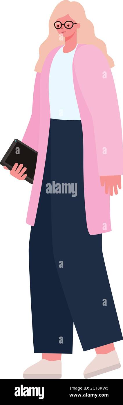 woman with tablet working vector design Stock Vector Image & Art - Alamy