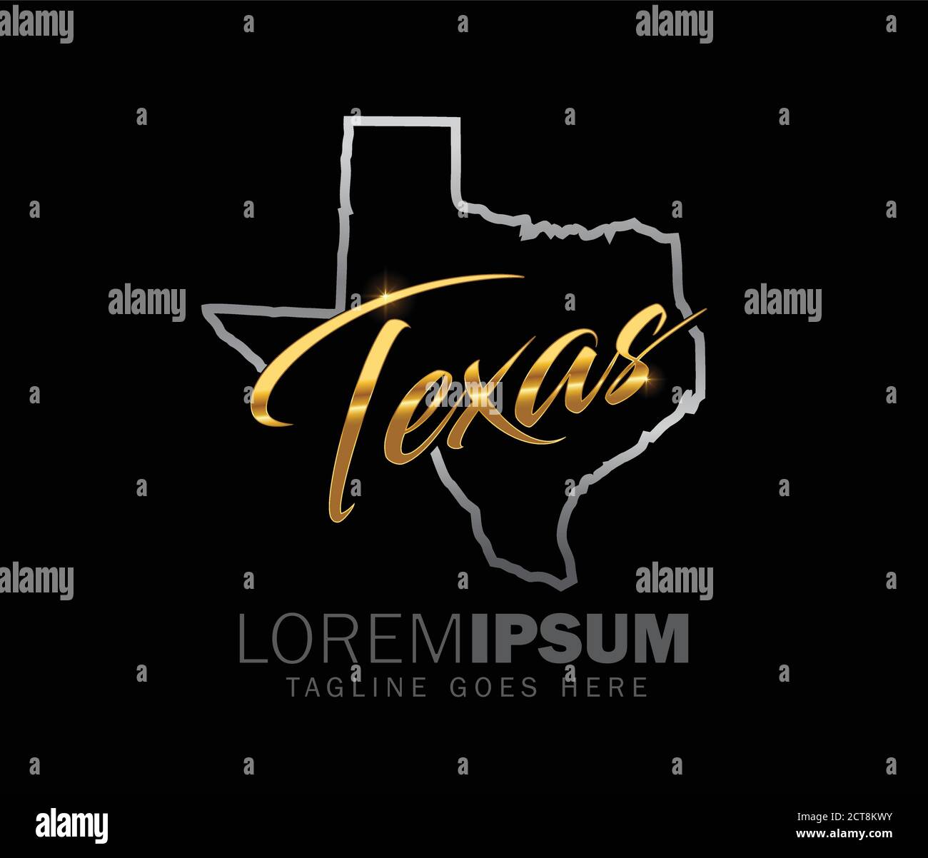 A vector illustration of Texas Logo sign in golden color with black ...
