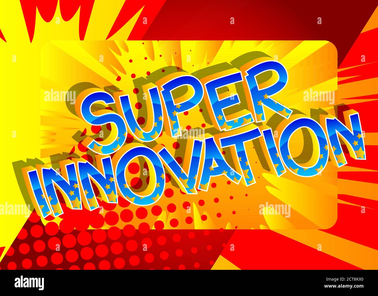 Super Innovation Comic book style cartoon words on abstract comics ...