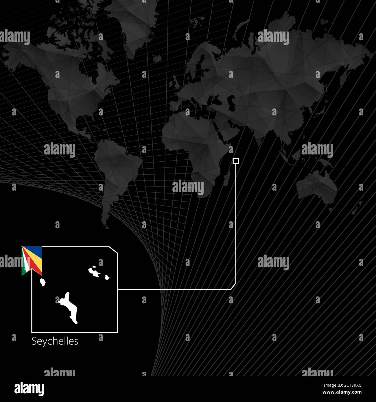 Seychelles on black World Map. Map and flag of Seychelles Stock Vector Image & Art - Alamy