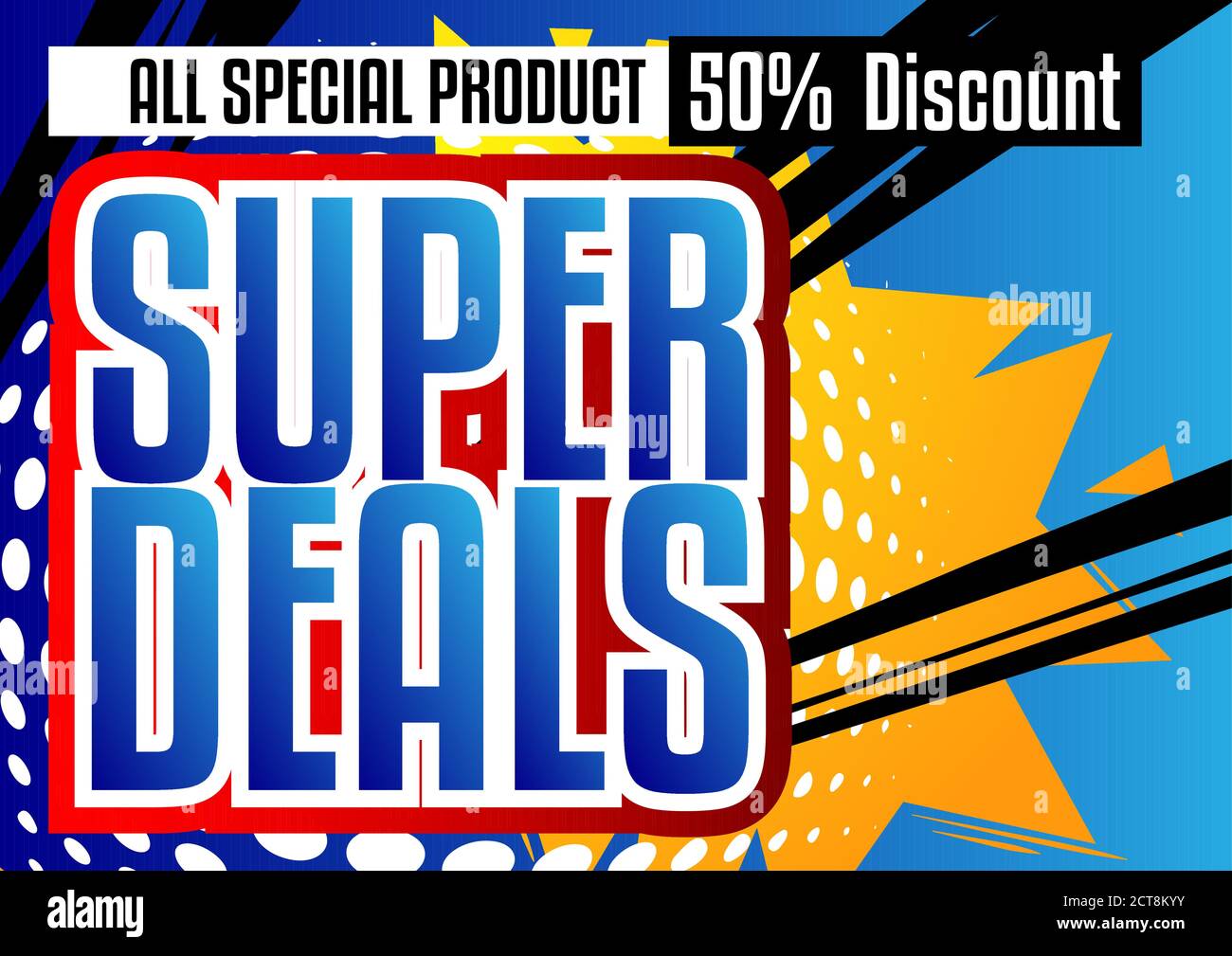 Comic book sale banner, social media post template. Cartoon colored ...