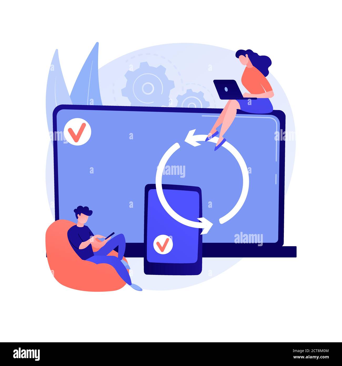 Cross Device Syncing Abstract Concept Vector Illustration Stock Vector Image And Art Alamy