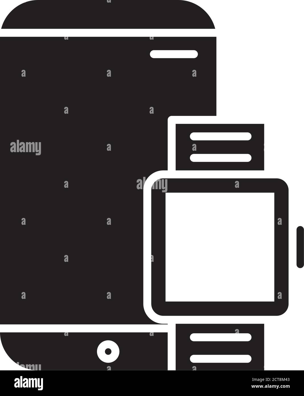 smartphone and smartwatch device tech silhouette style icon vector ...