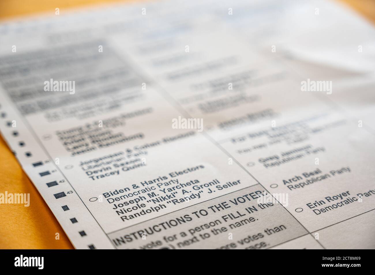 Official 2020 US general election ballot for president Stock Photo - Alamy