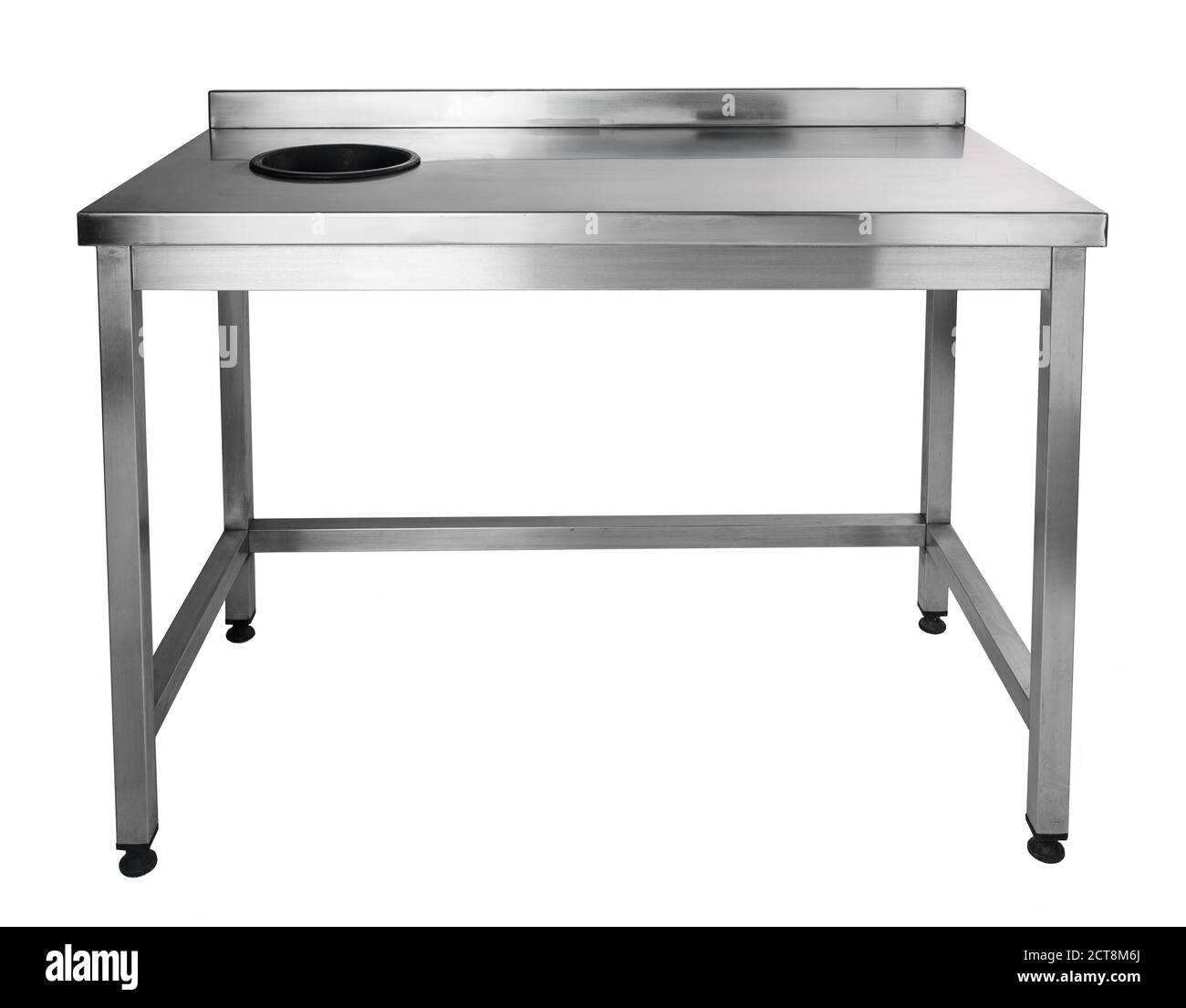 Metal industrial kitchen table for food preparation isolated on white ...