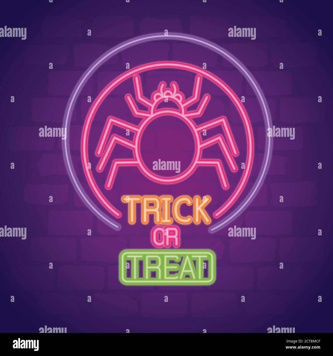 halloween neon sign with spider Stock Vector Image & Art - Alamy