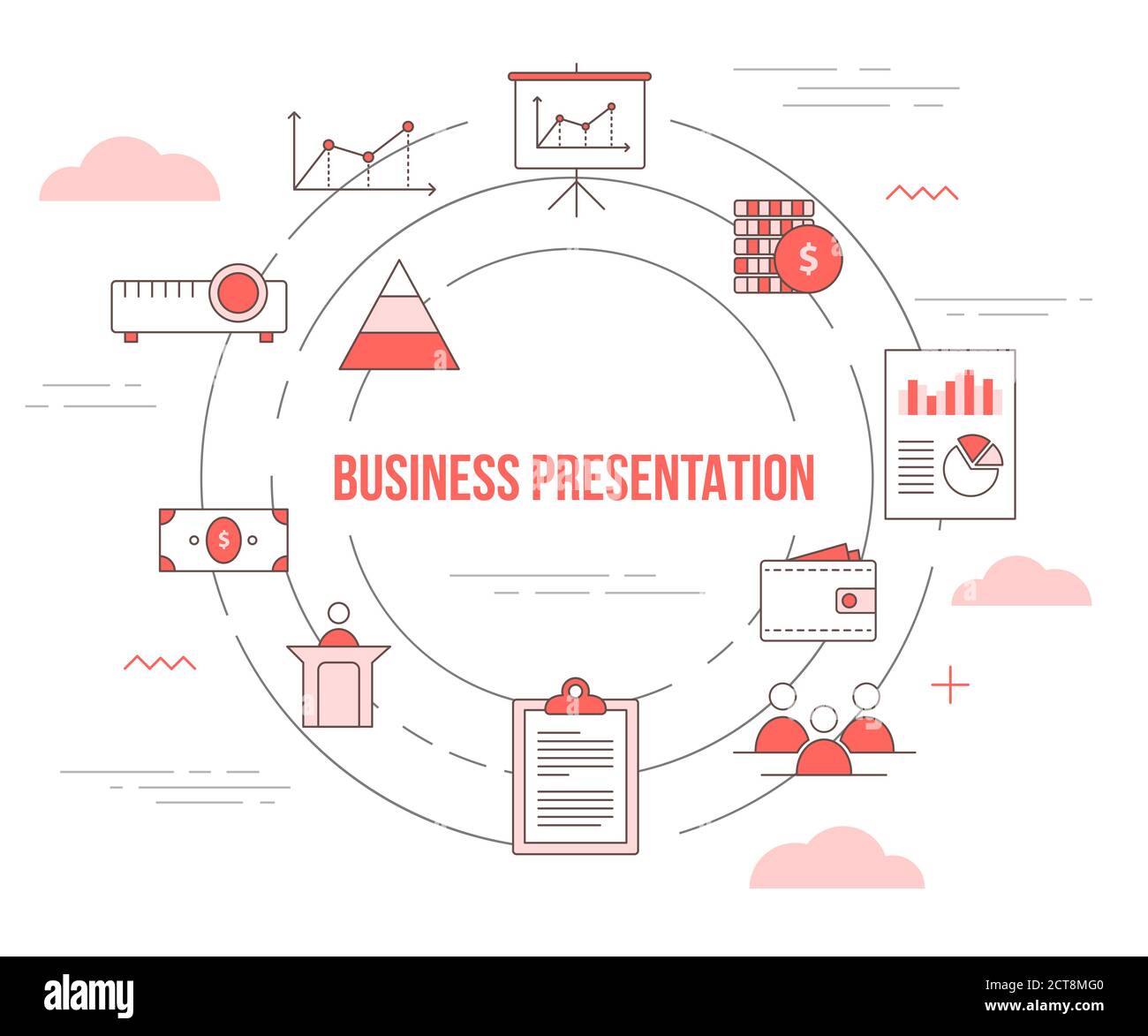 business presentation concept with icon set template banner with modern ...