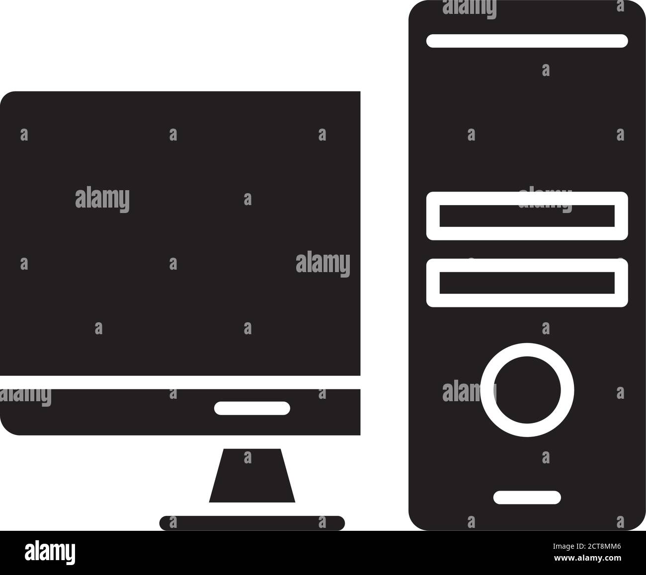 desktop computer monitor and tower silhouette style icon vector illustration design Stock Vector ...