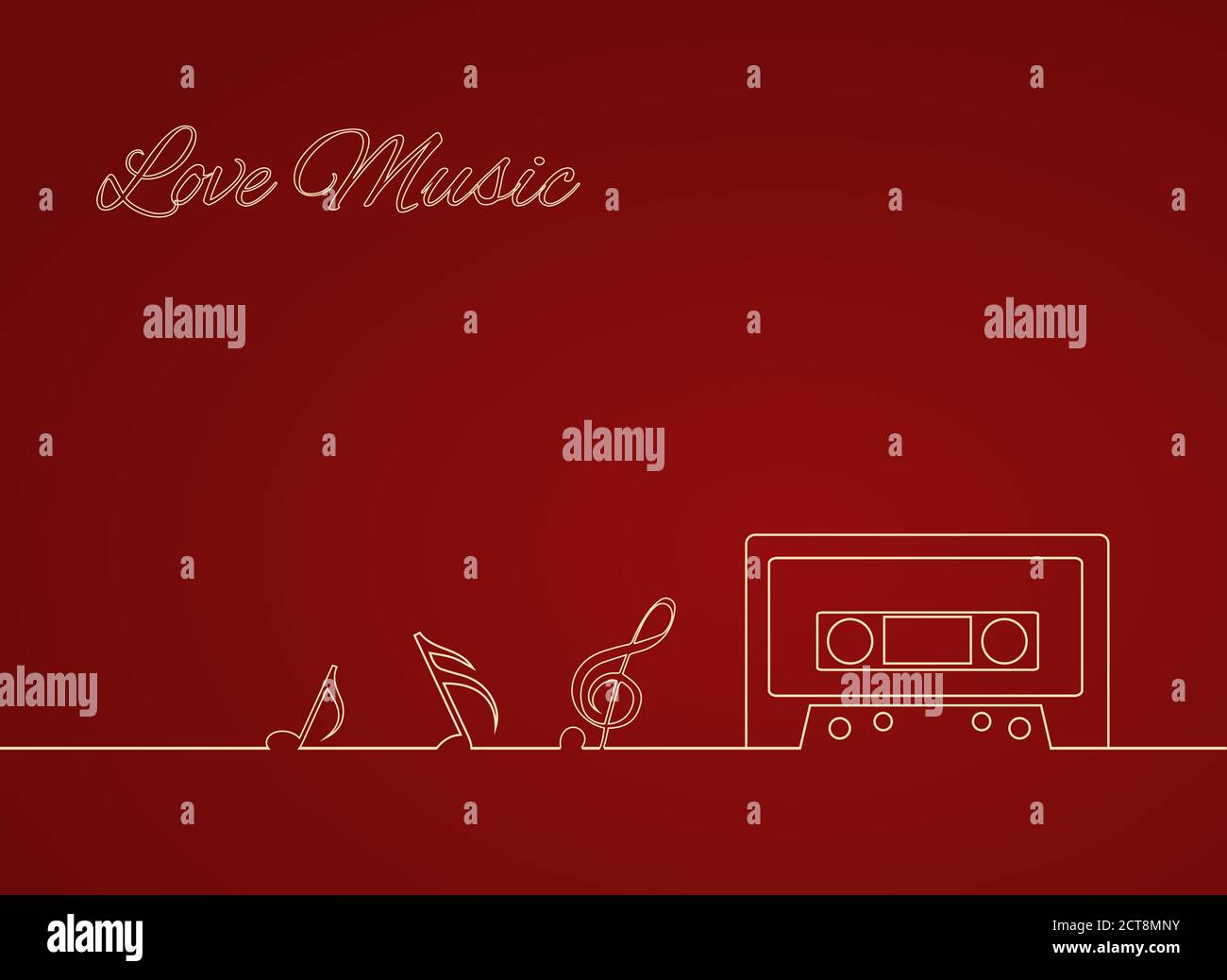 Contour Vector illustration of an old cassette and musical notes ...