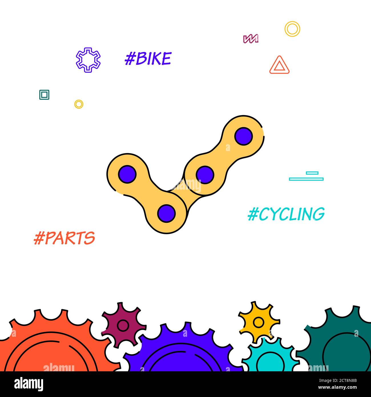 Bicycle chain link check mark filled line vector icon, simple ...