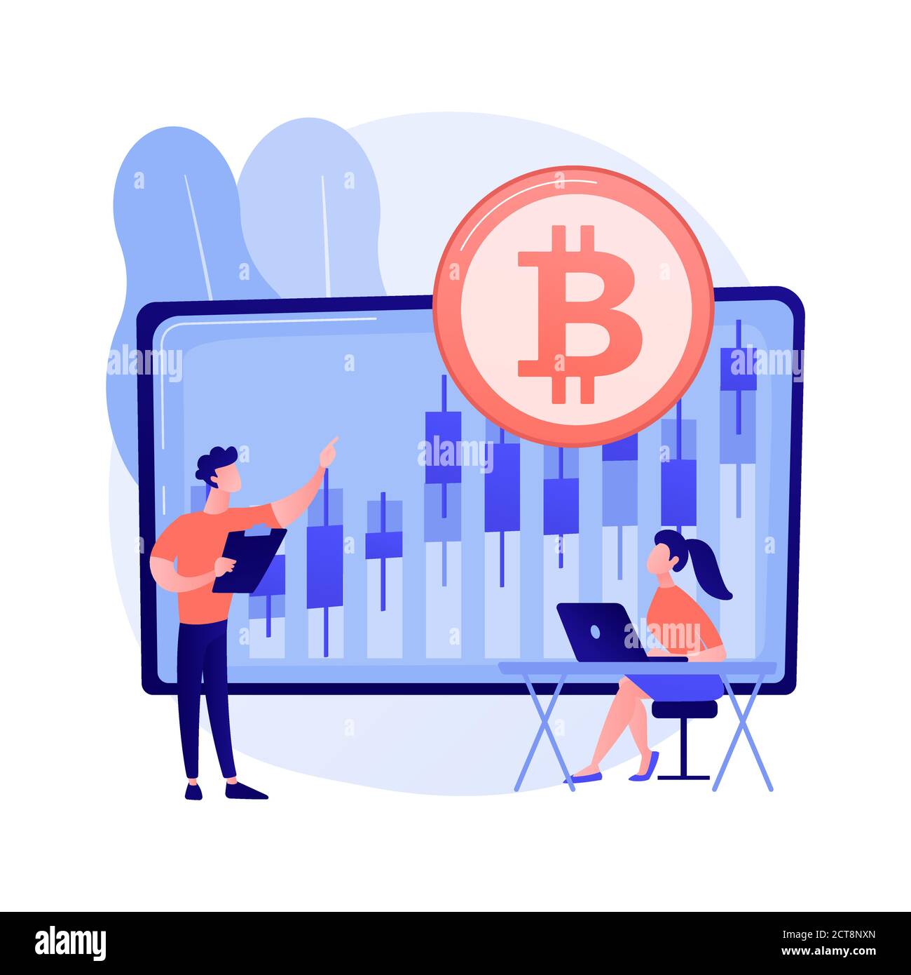 Cryptocurrency trading desk abstract concept vector illustration Stock ...
