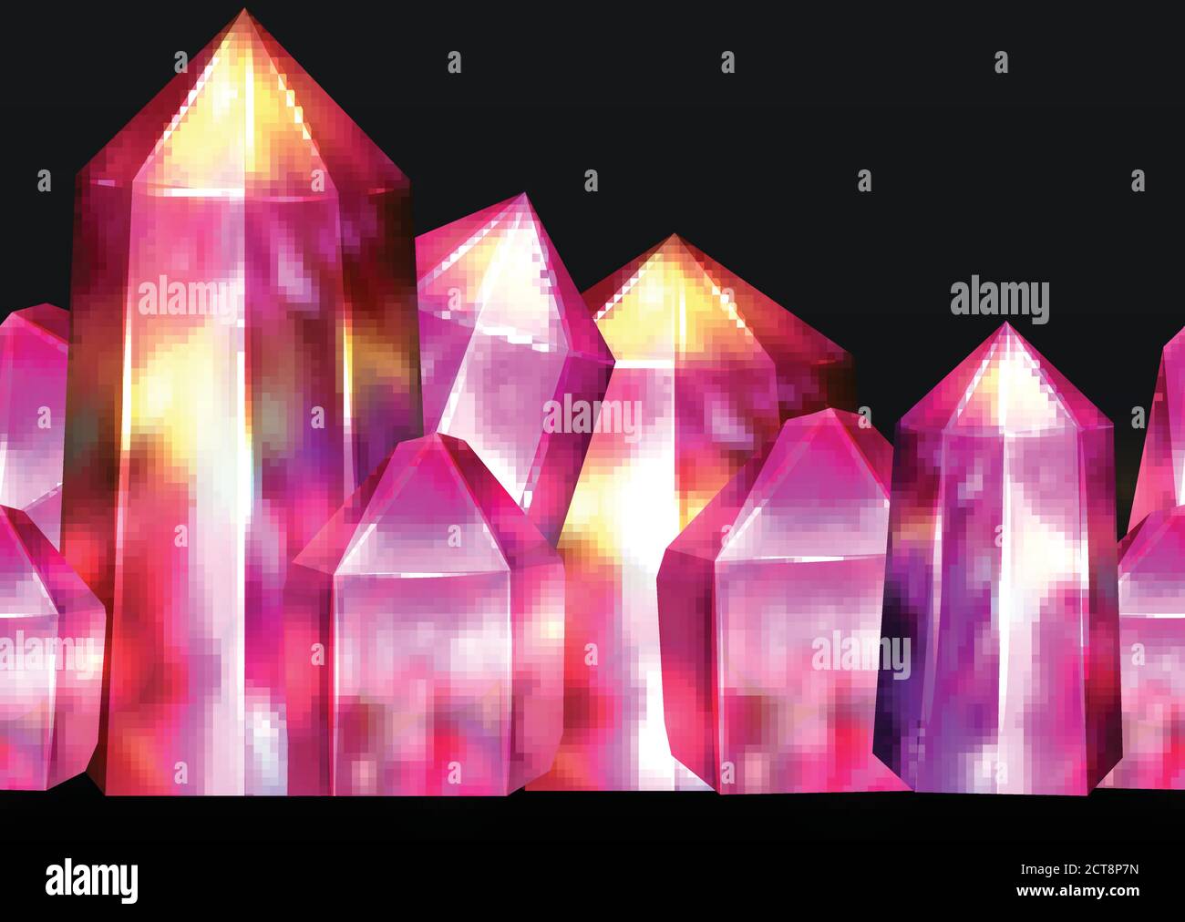 Seamless border of realistic gemstone amethyst. The object is separate ...