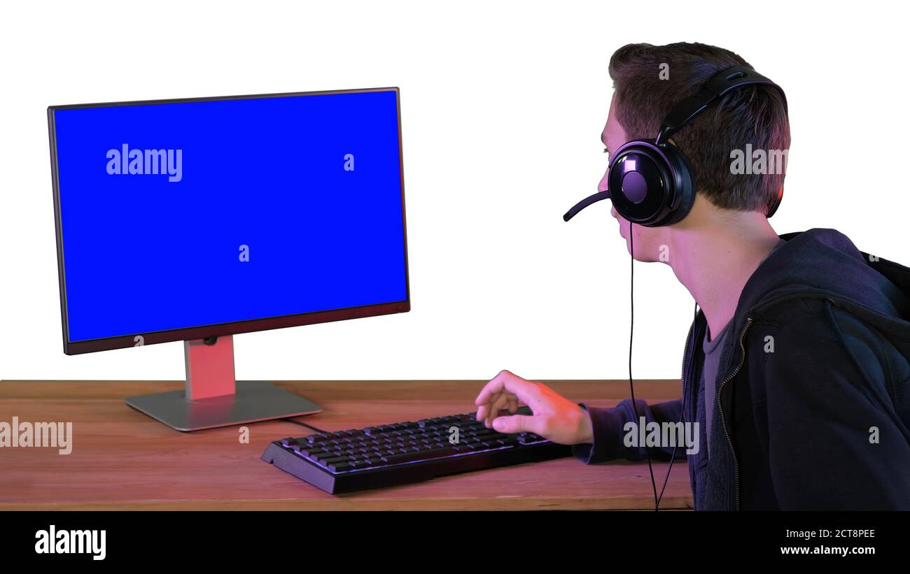 Gamer talking game on screen hi-res stock photography and images - Alamy