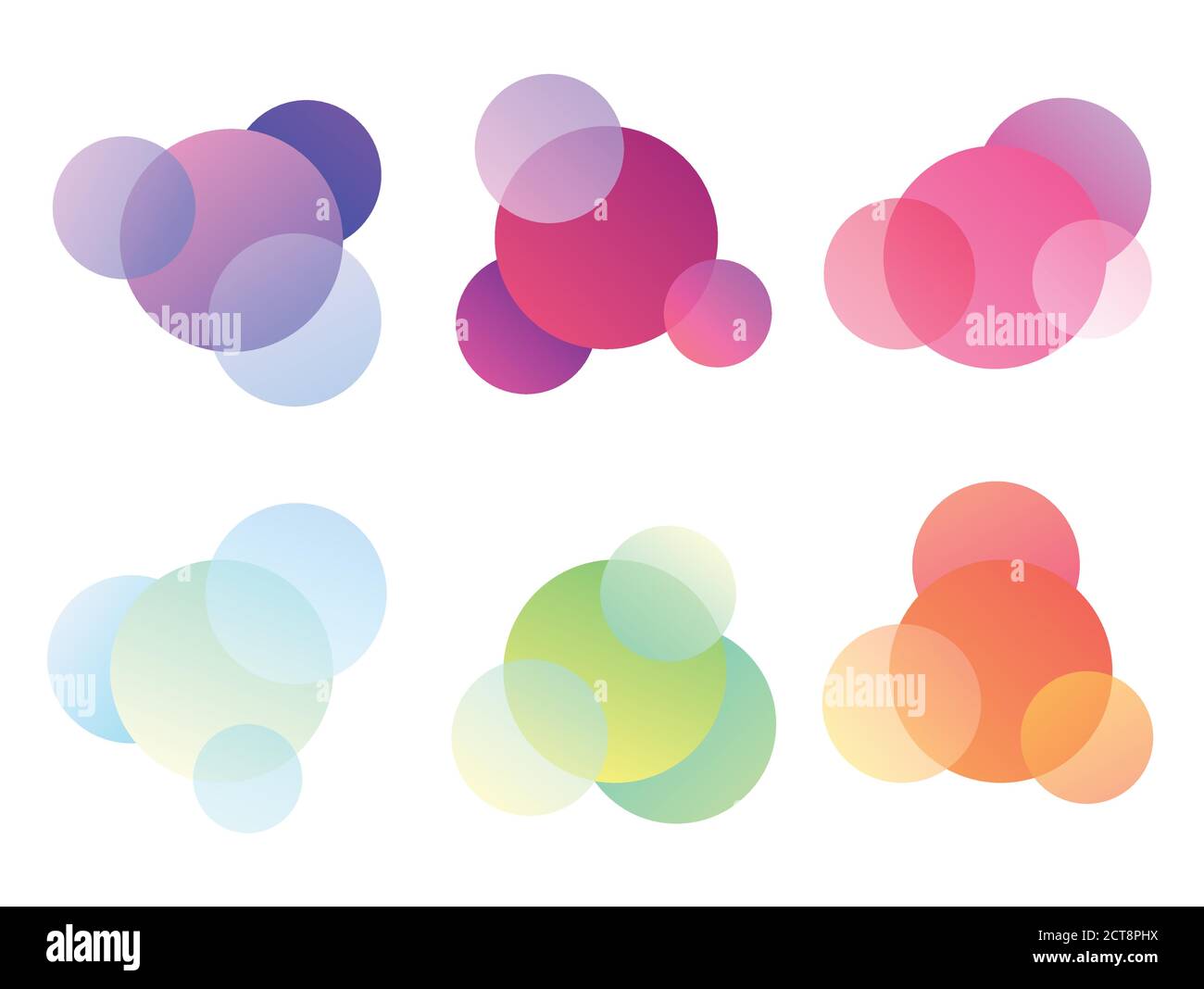 Set of multicolored round elements. Objects separate from the ...