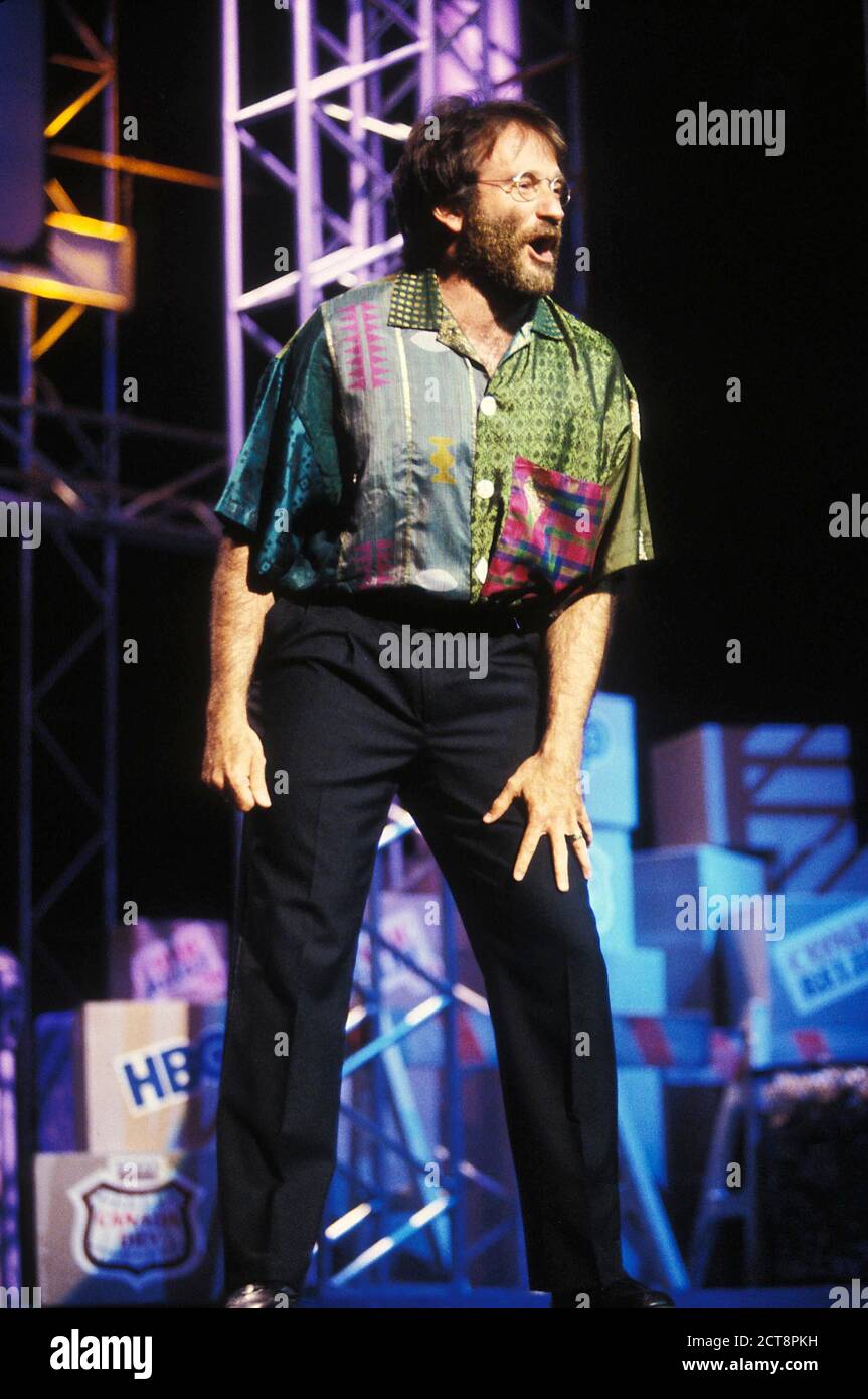 Robin Williams On Stage at Comic Relief in 1990. Credit: Adam Scull ...