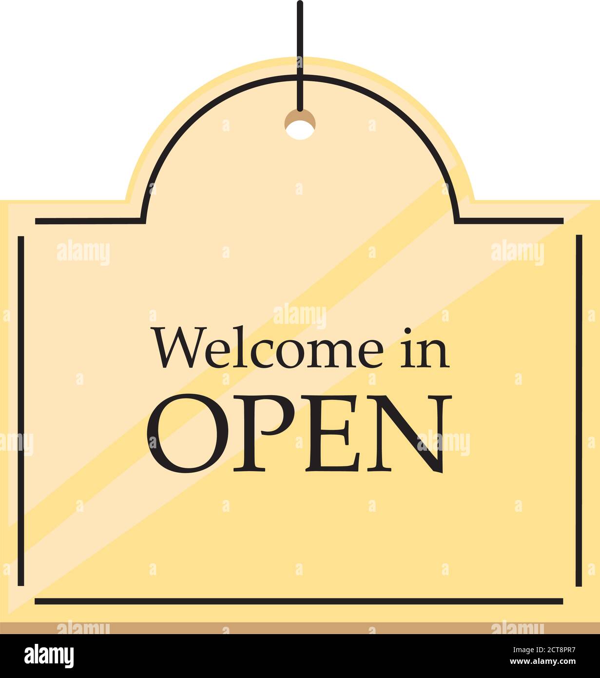 welcome in open door advertising sign detailed style icon design of ...