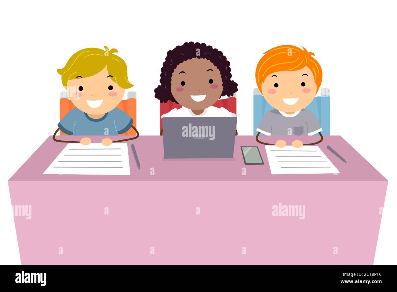 Illustration of Stickman Kids Sitting Down Waiting for Sign Up for ...