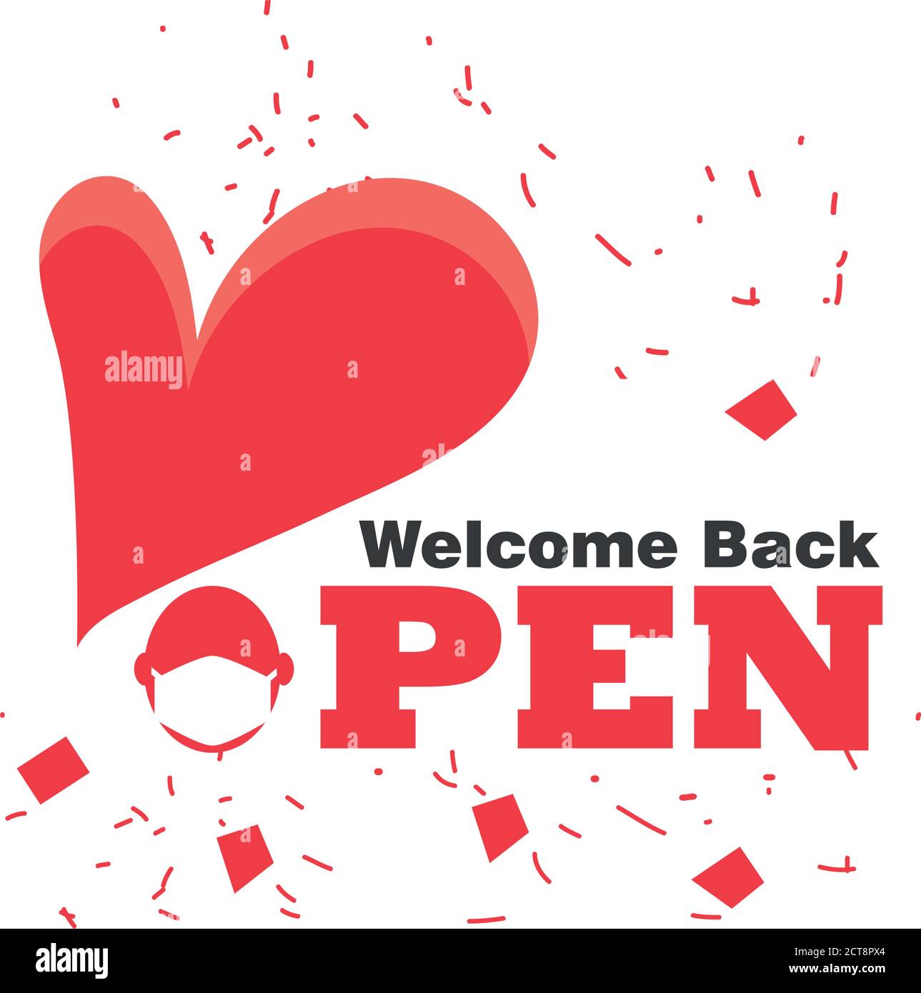 welcome back open with heart detailed style icon design of shopping and ...